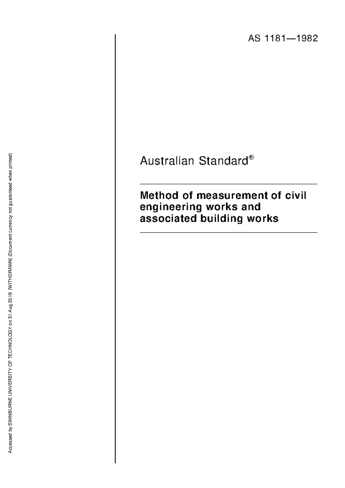 AS1181 - Measurement of Civil Engineering Works and Building Standards ...
