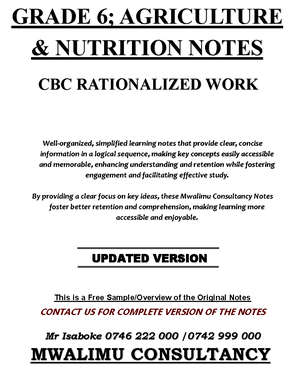 Agriculture AND Nutrition 6 FULL Notes - AGRICULTURE AND NUTRITION ...