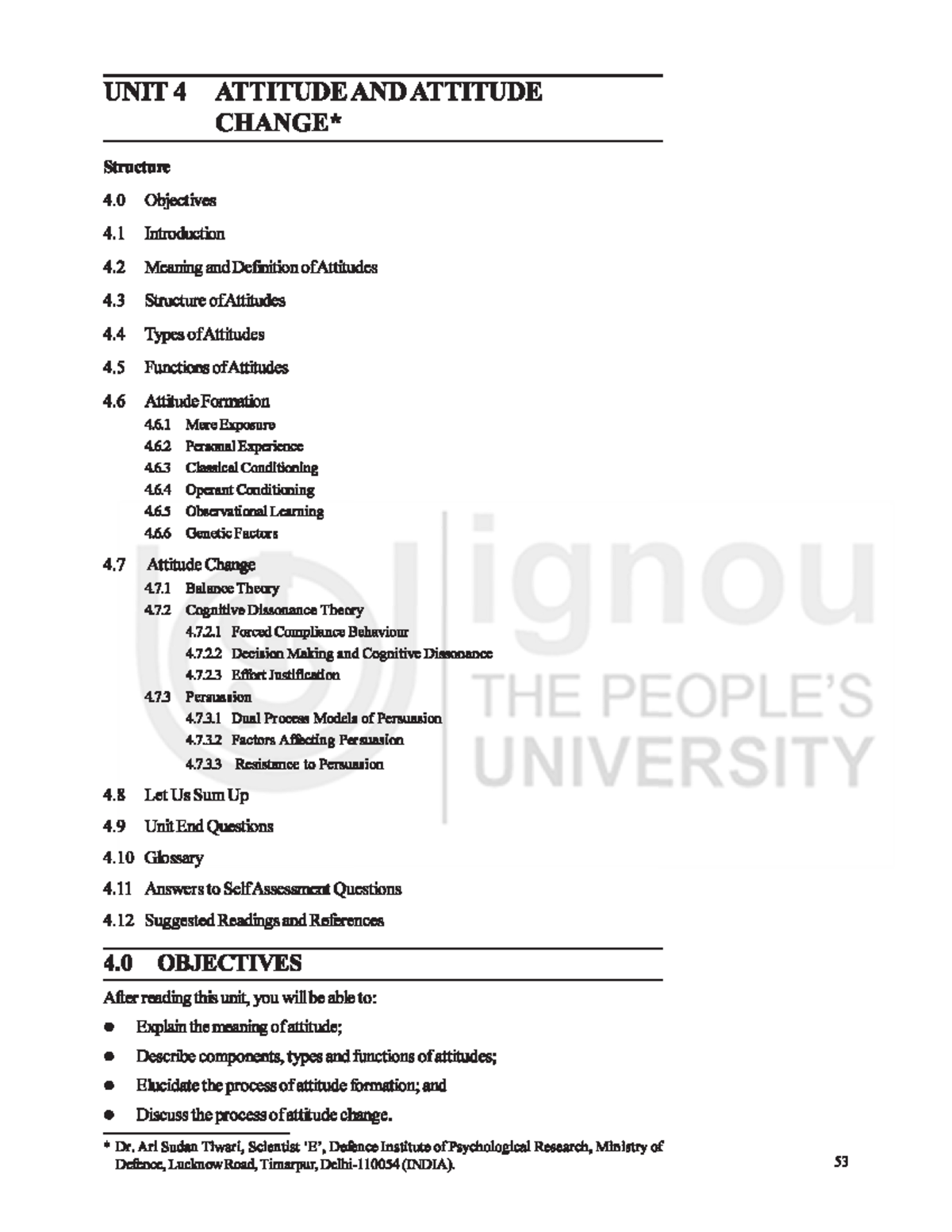 UNIT 4: Attitude and Attitude Change - Key Concepts and Theories - Studocu