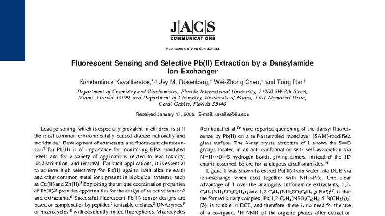 Fluorescent Pb(II) Extraction Using Dansylamide: A Study by ...