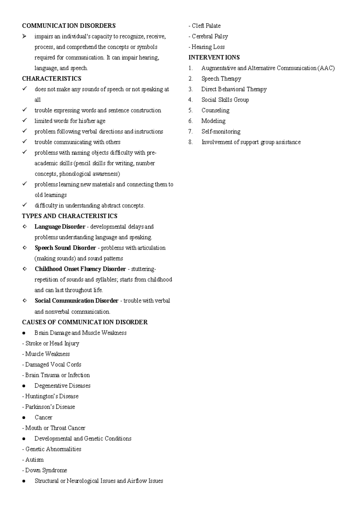 Psychology 101: Communication Disorders Review and Interventions - Studocu
