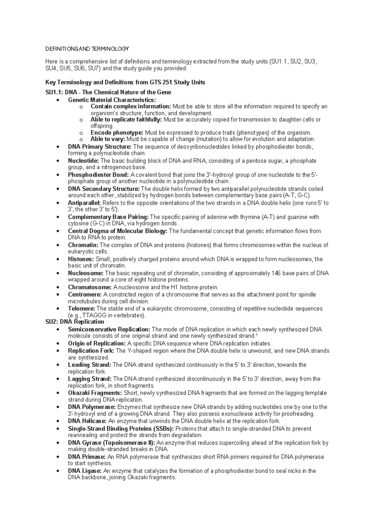 GTS 251 Key Definitions and Terminology Overview - Studocu