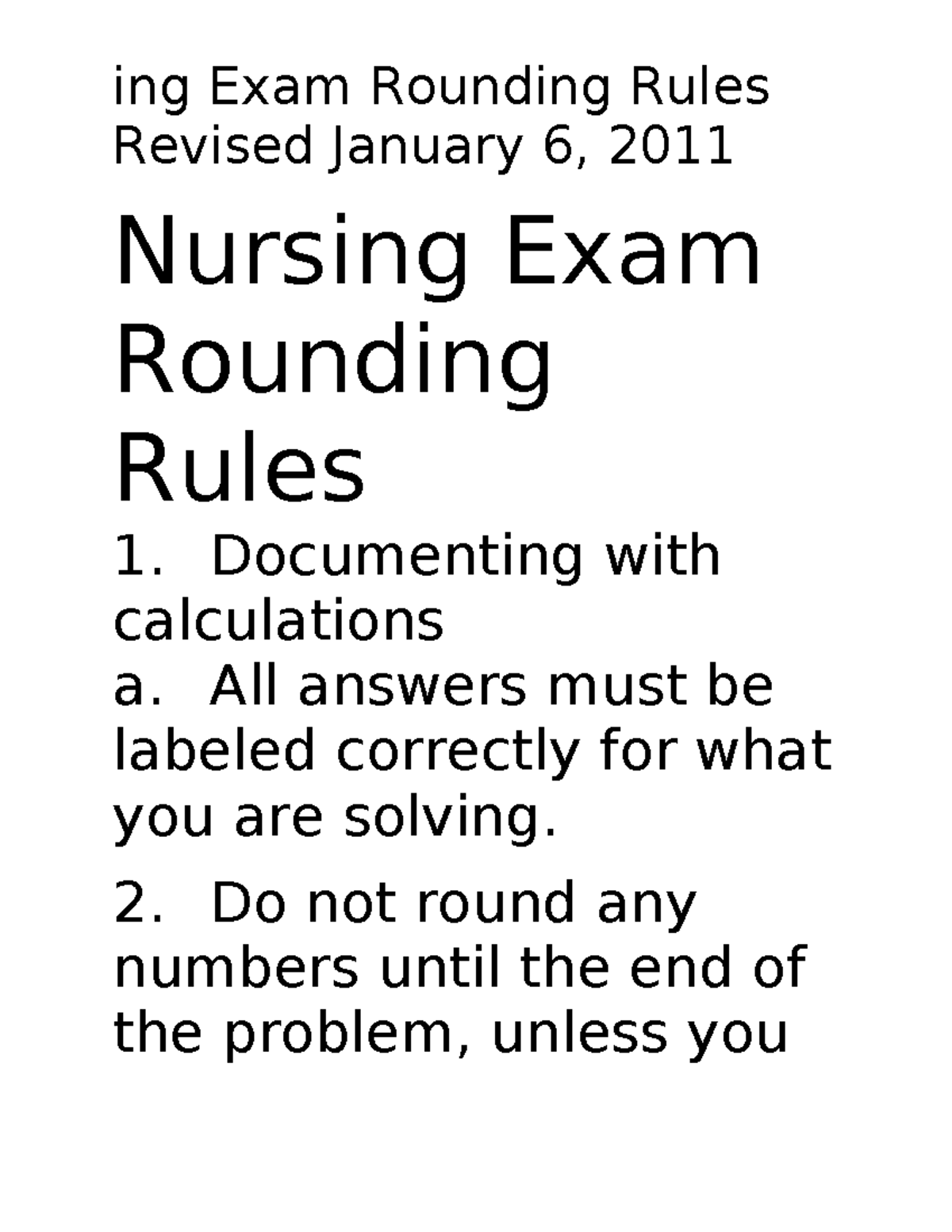 Calculation Rules - Updated - ing Exam Rounding Rules Revised January 6 ...