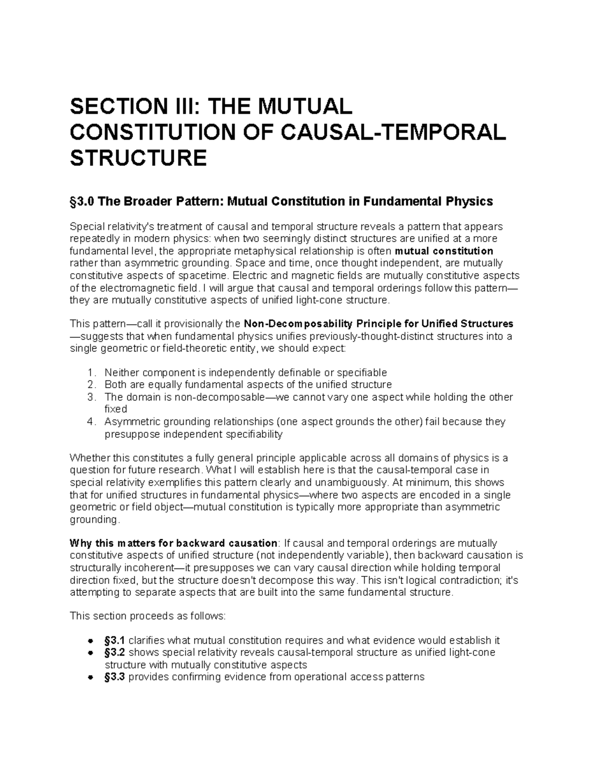SECTION III: The Mutual Constitution of Causal-Temporal Structure in ...