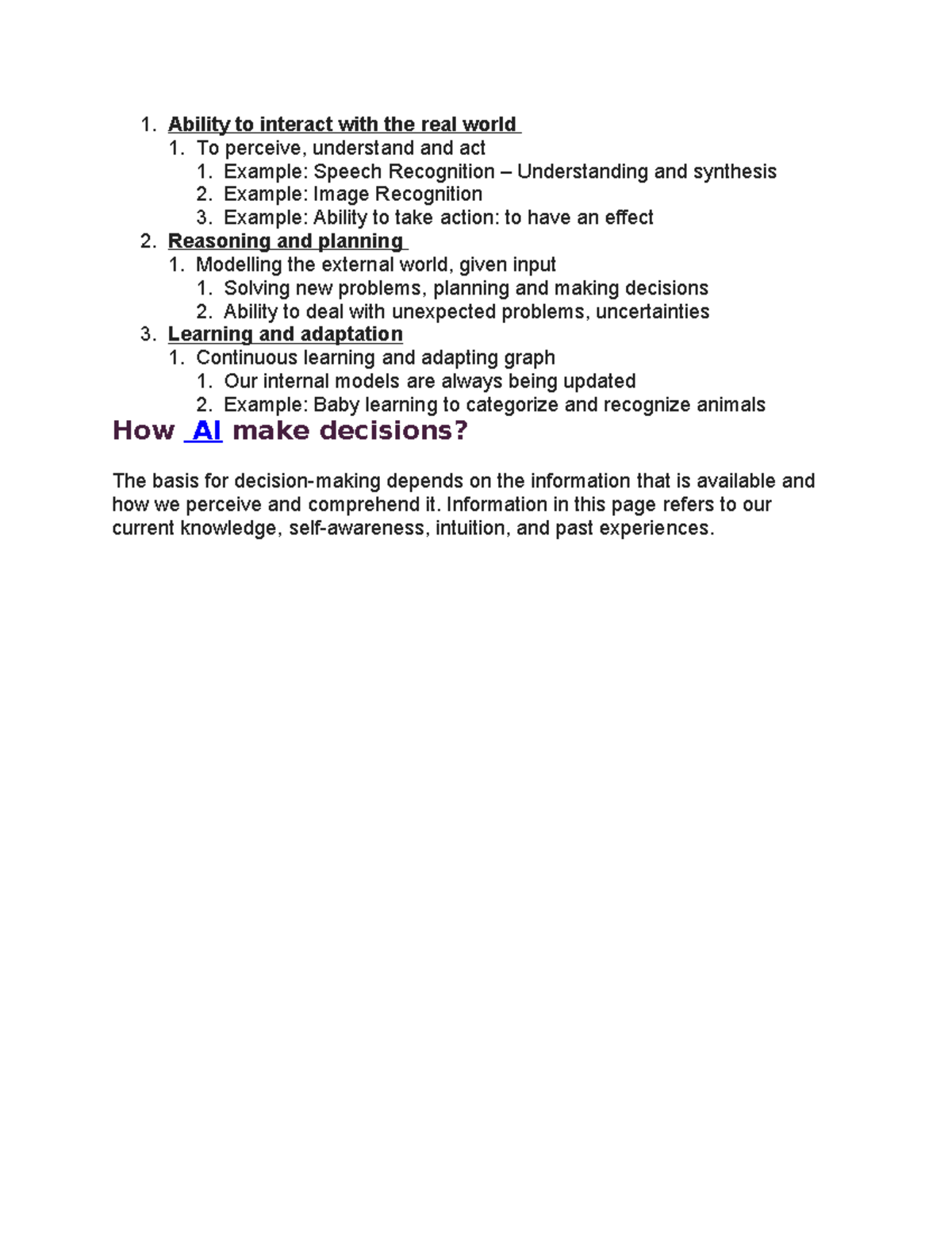 AI Interaction with the Real World: Understanding and Decision-Making ...