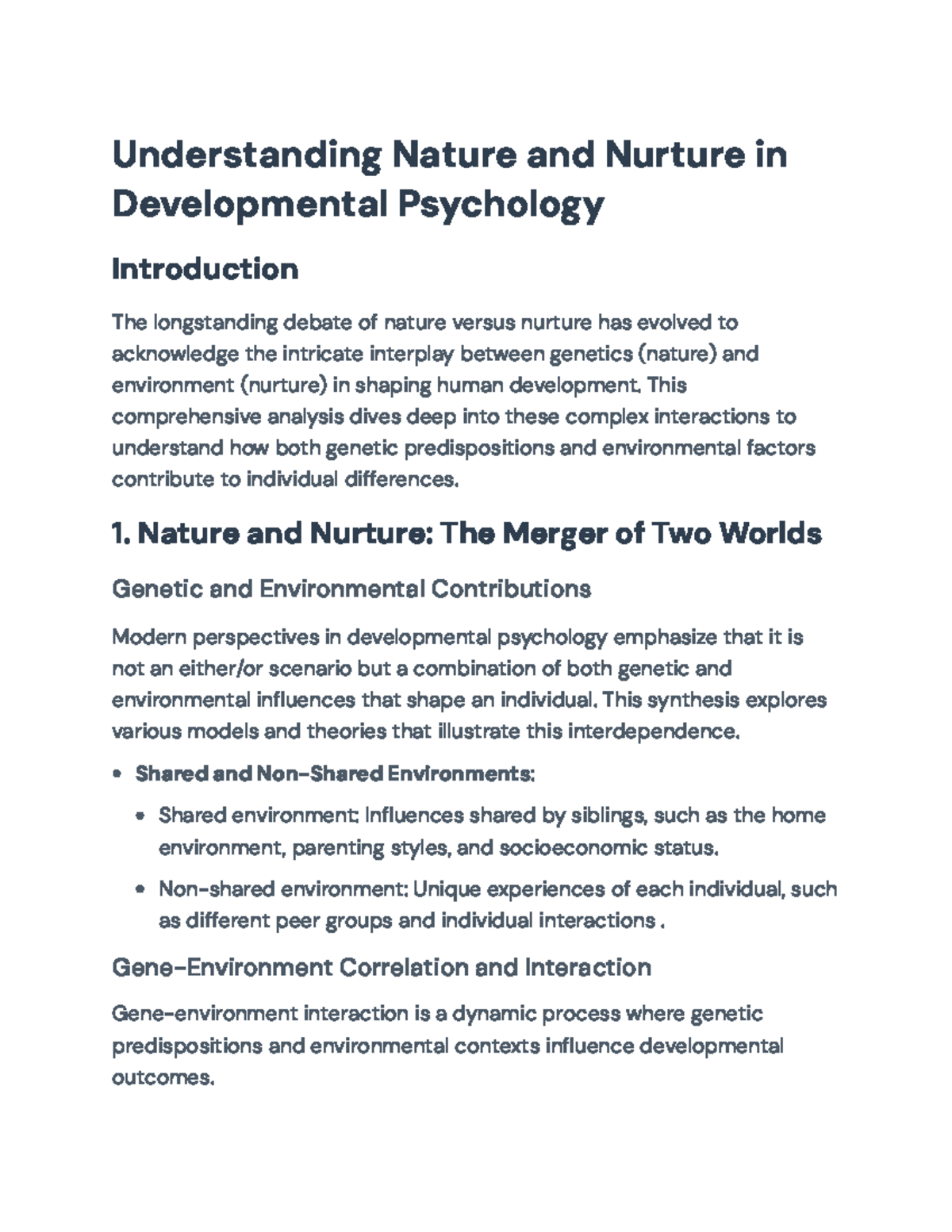 Nature vs. Nurture in Developmental Psychology: A Comprehensive Review ...