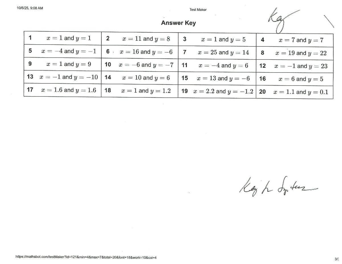 Systems of Equations Practice Answers (MATH 101) - Studocu