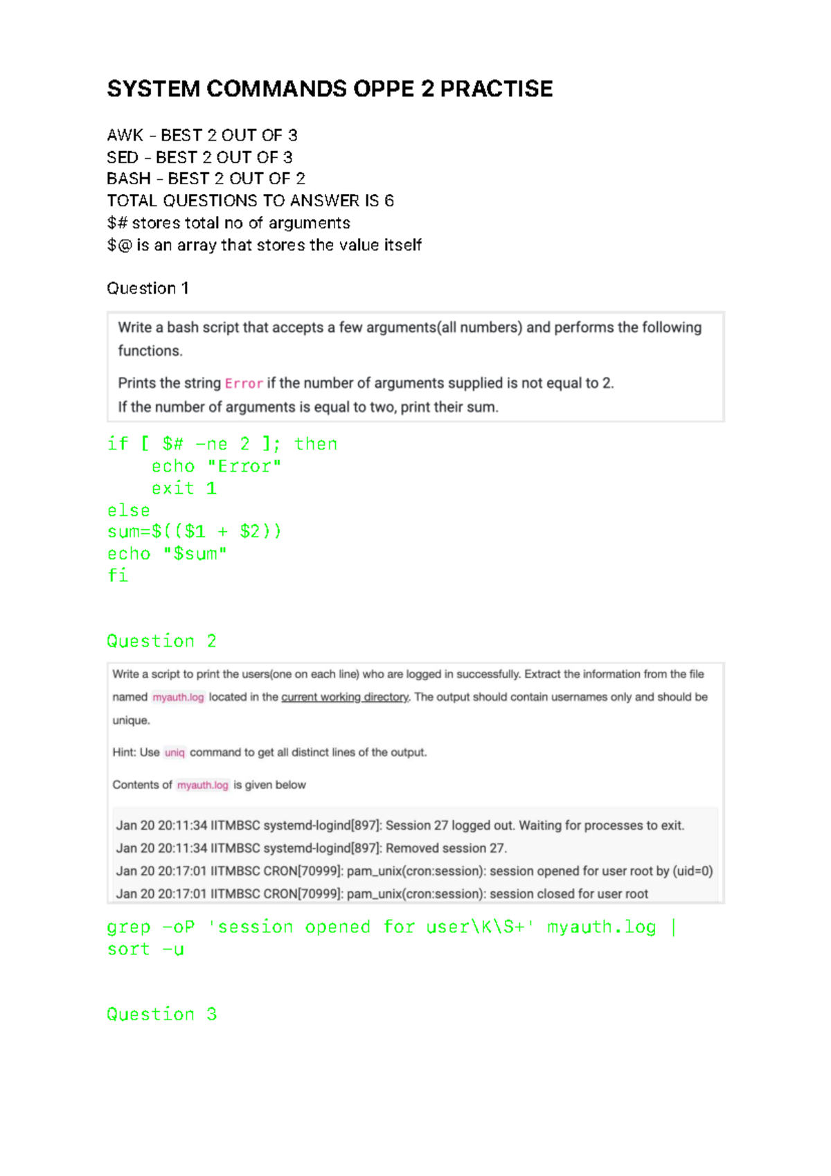 OPPE-2 Practice: System Commands & Scripting Exercises - Studocu