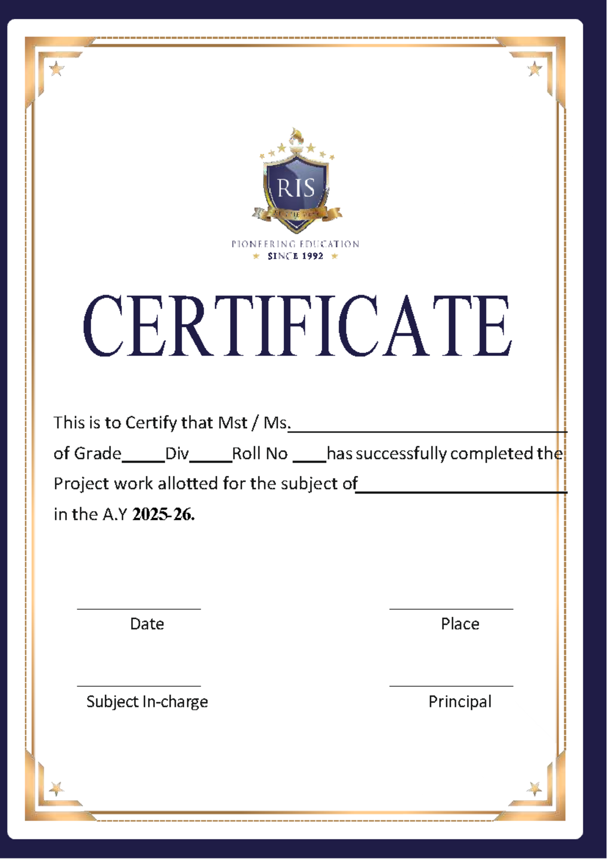 Gr12 pe Project Certificate - Class 12 isc maths - CERTIFICATE This is ...