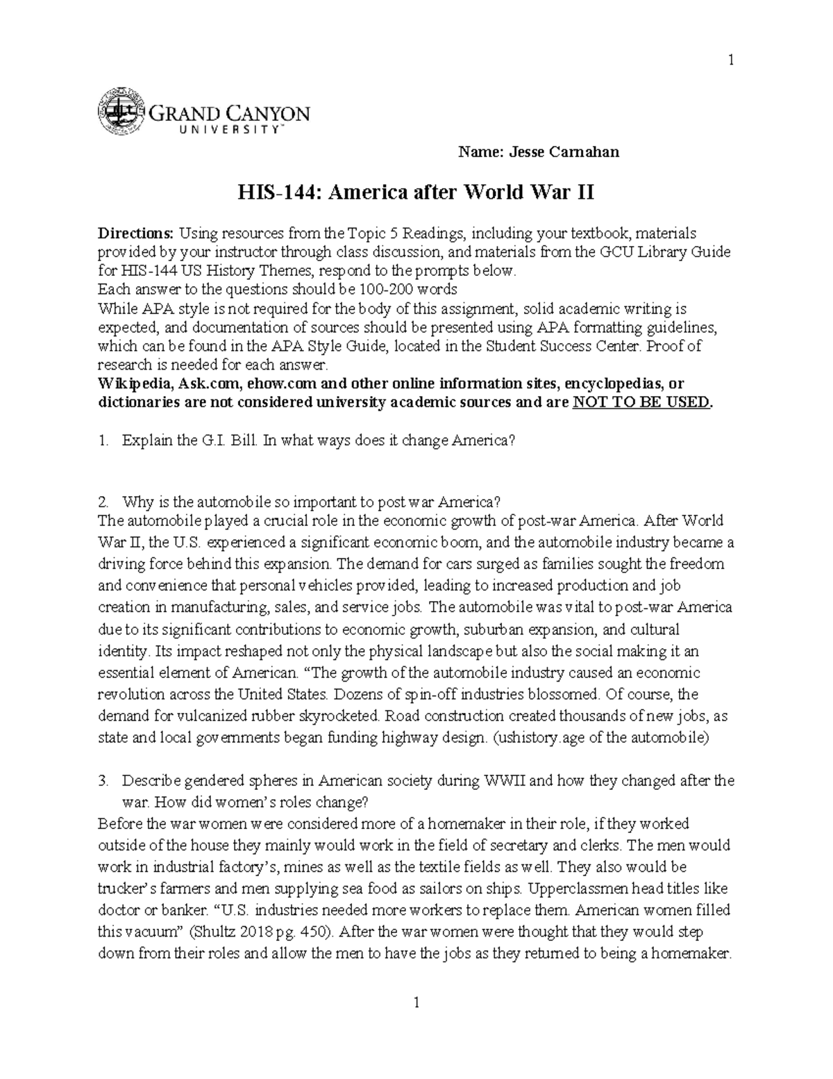 HIS-144-RS-America after WWII Worksheet - 1 Name: Jesse Carnahan HIS ...