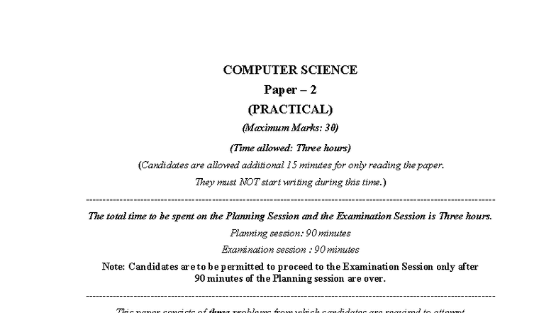 COMPUTER SCIENCE Paper 2 (PRACTICAL) - 2017 868B Exam Guide - Studocu