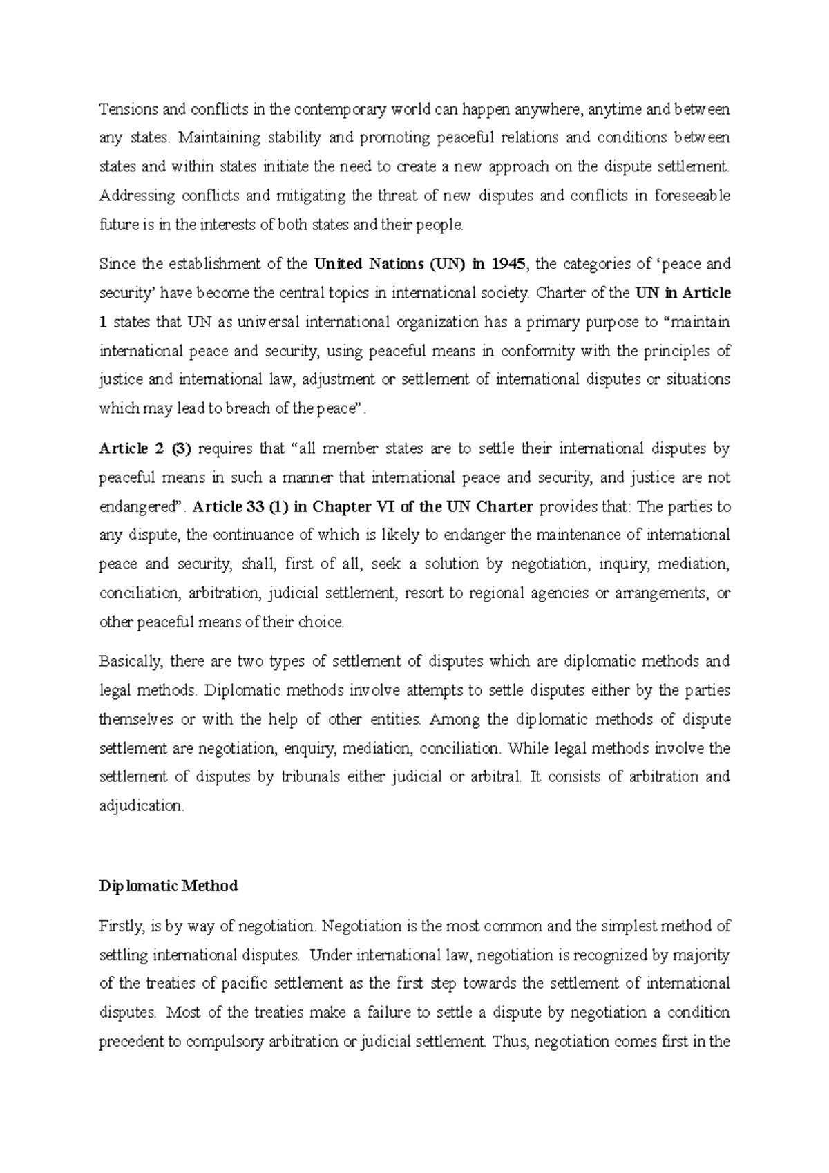 Advantages and Disadvantages of Peaceful Dispute Settlement Methods ...