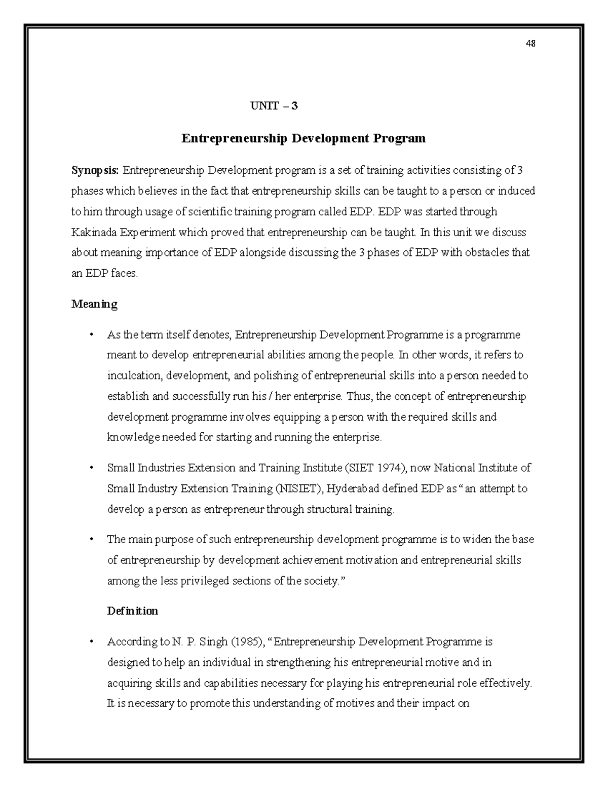 Unit 2 KSLU - Entrepreneurship Development Program Overview and Phases ...
