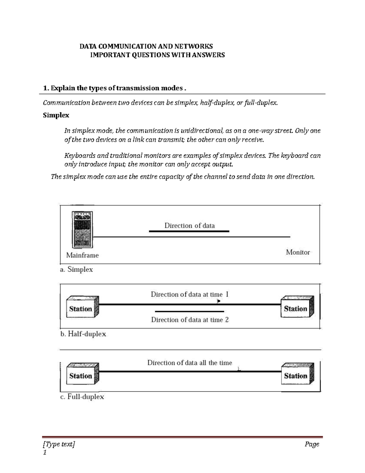 Data communication networks imp questions - DATA COMMUNICATION AND ...
