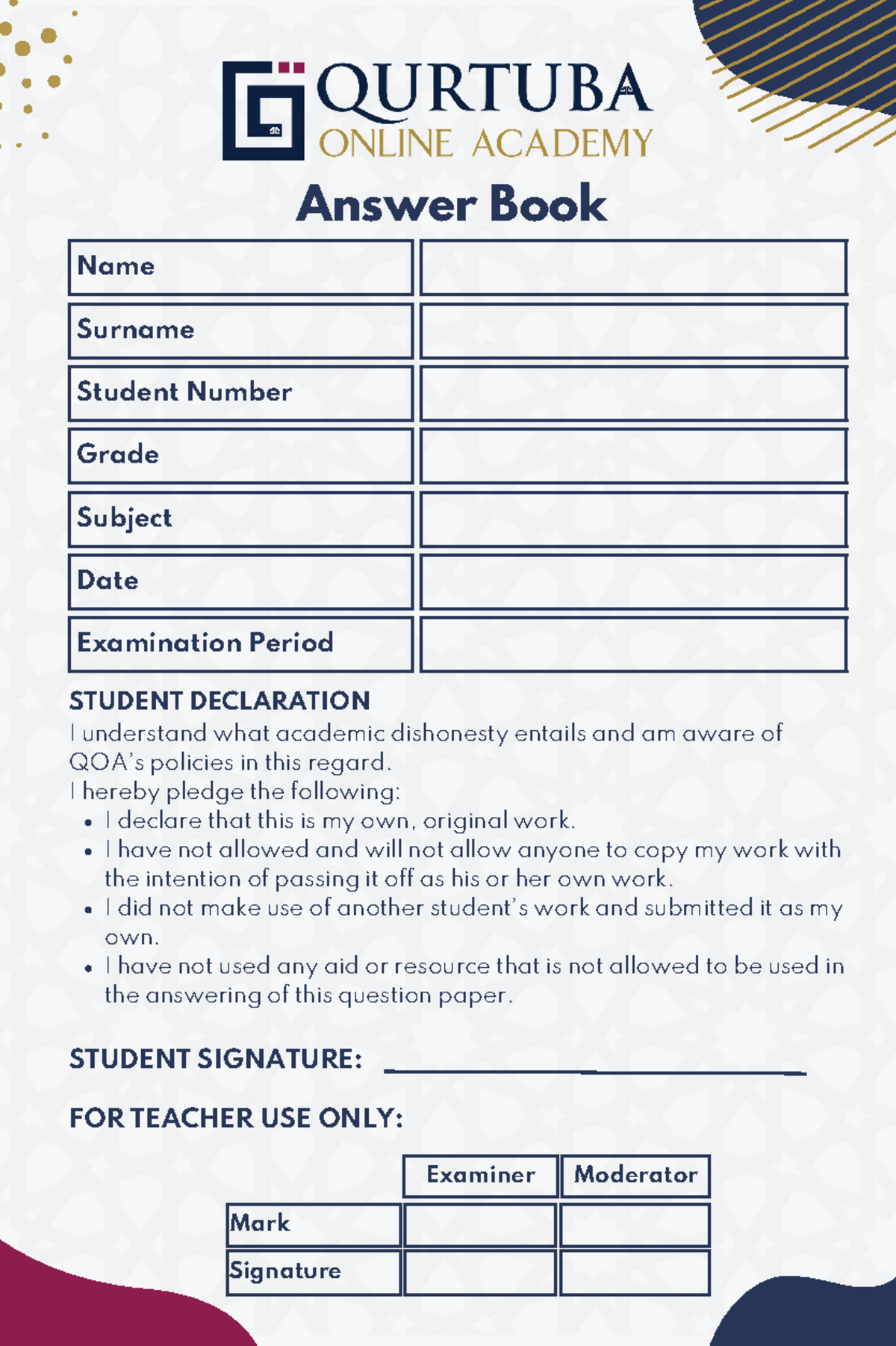 History Paper 2025 _ test - Name Surname Student Number Grade Subject ...