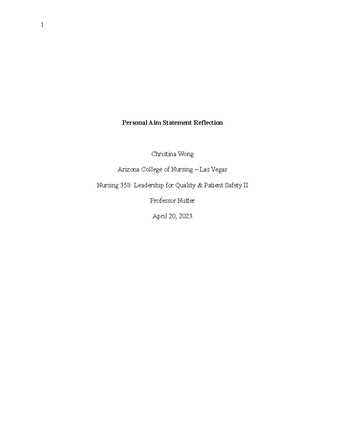 N358: Personal Aim Statement Reflection & Progress Analysis - Studocu