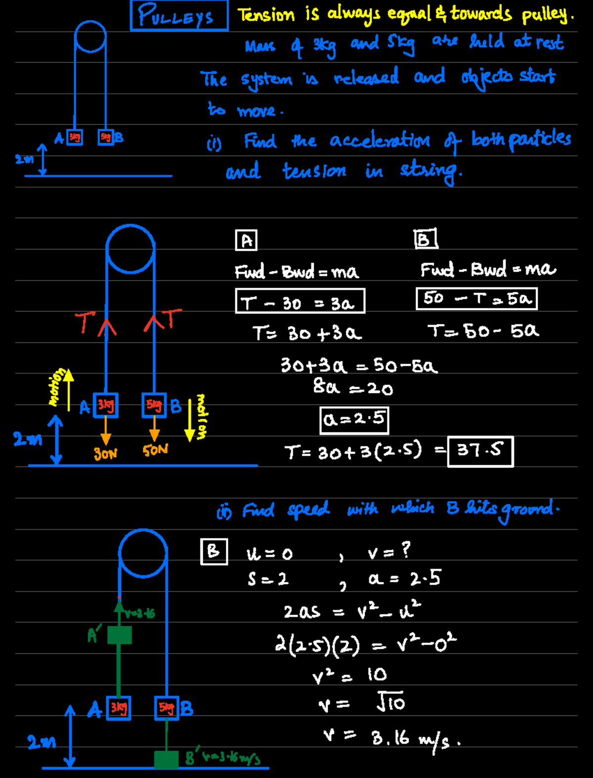 M1 Pulleys - Tension, Acceleration, and Speed Analysis - Studocu