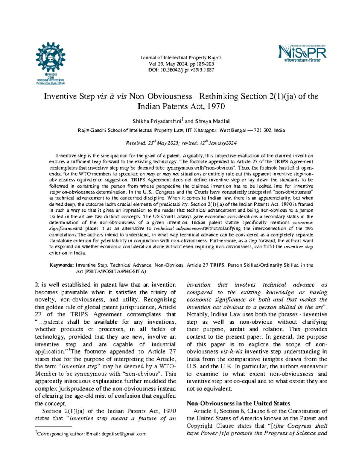 Rethinking Inventive Step: Analyzing Section 2(1)(ja) of the Indian ...