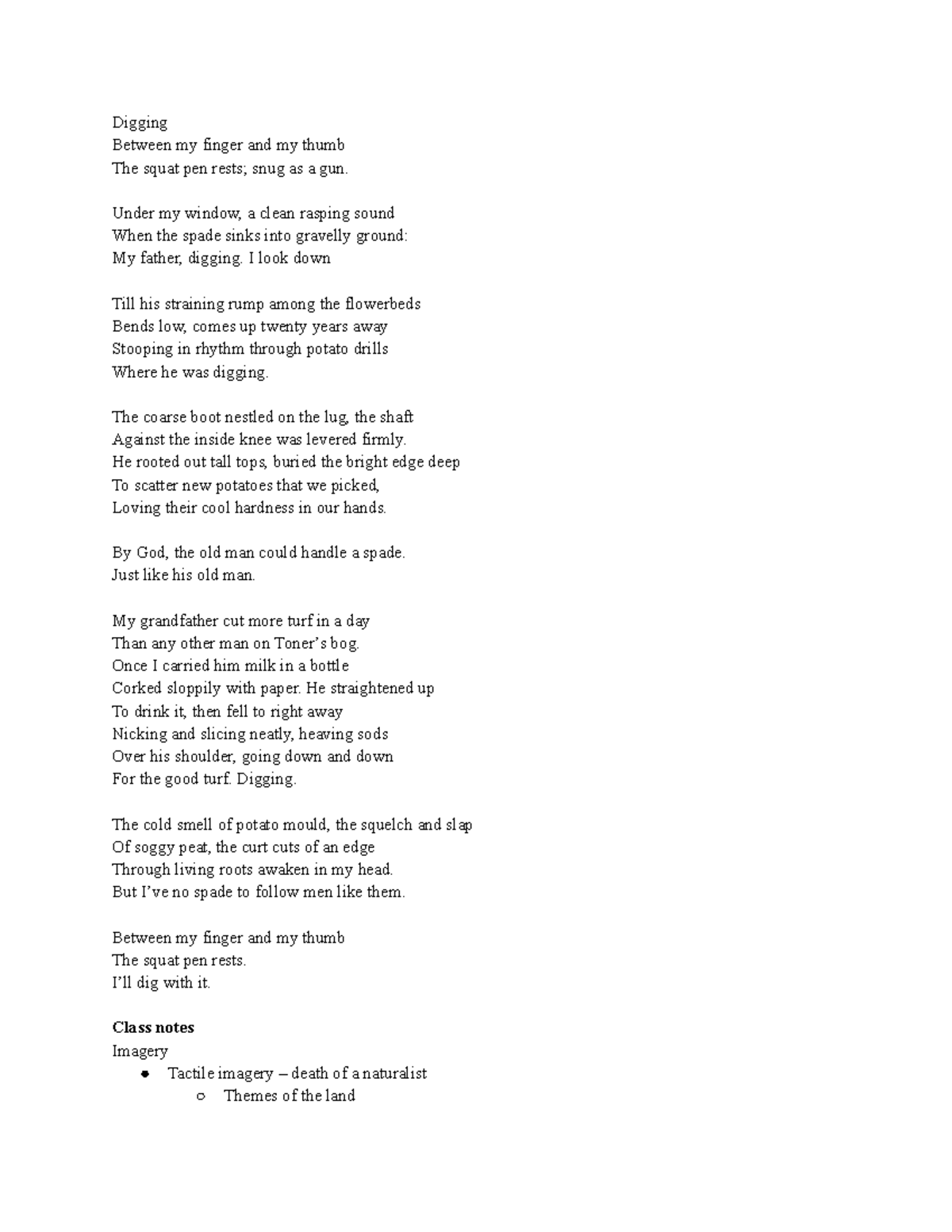 Seamus Heaney: Themes and Imagery in Poetry Analysis (ENG 101) - Studocu