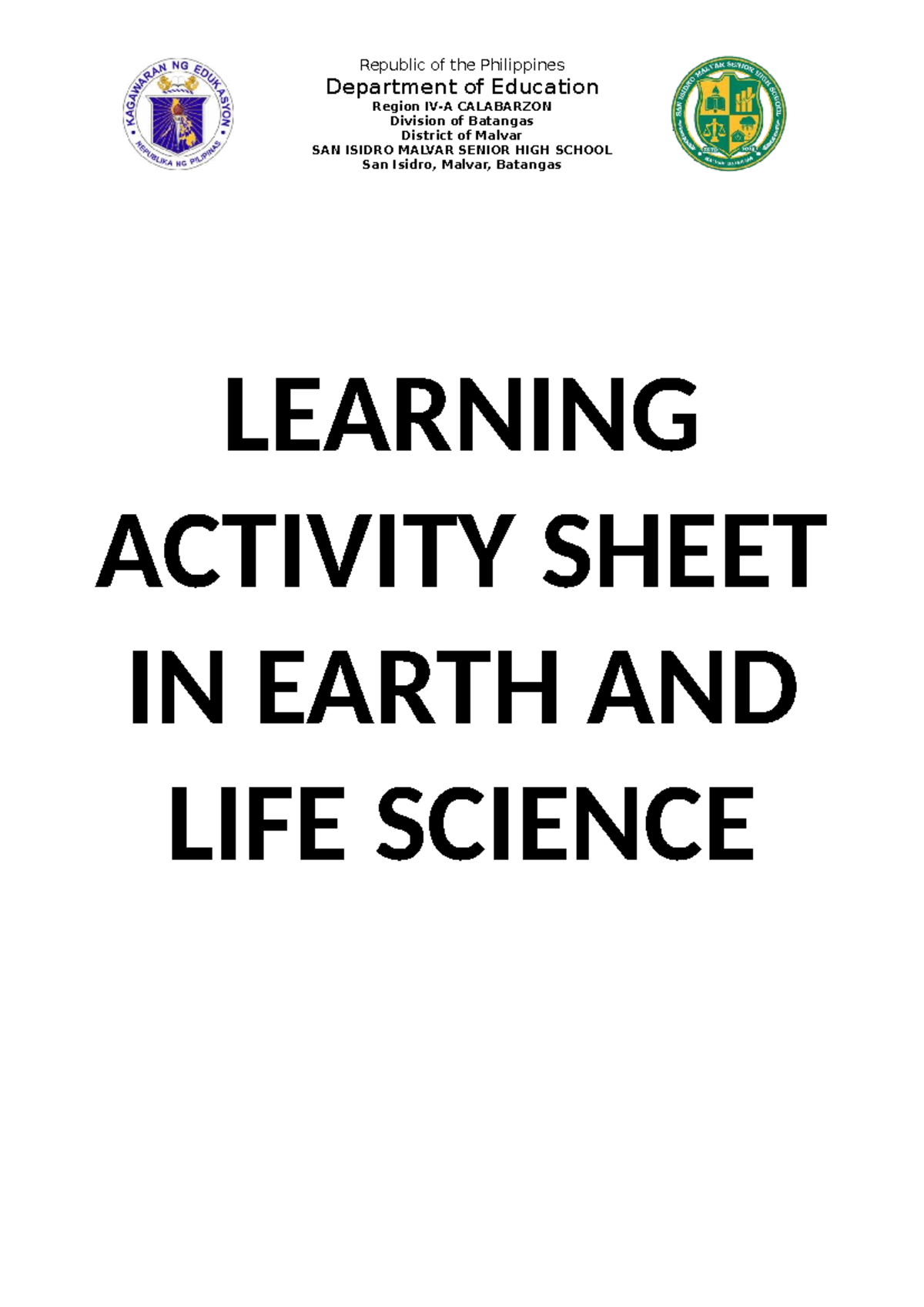 LAS Earth and Life Science: Understanding the Universe and Its Layers ...
