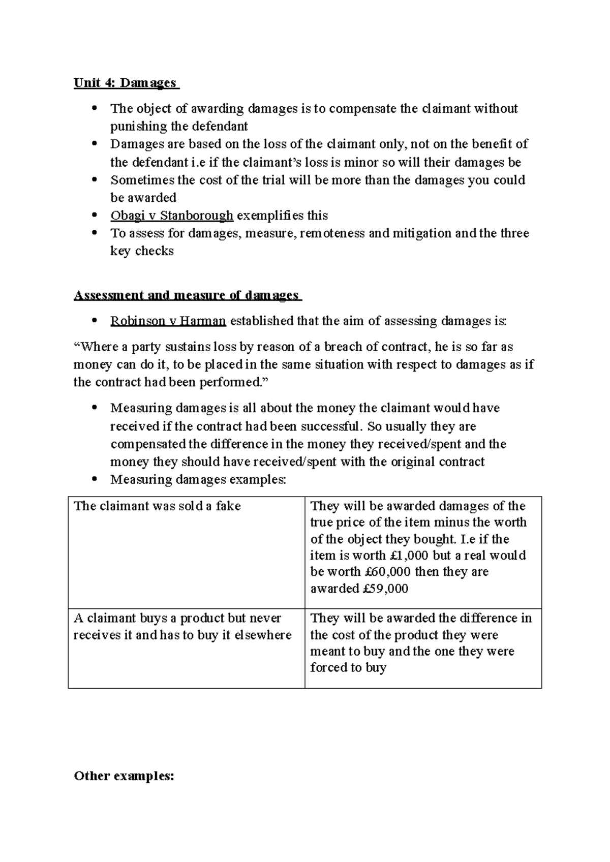 Unit 4: Understanding Damages in Contract Law - Key Concepts & Cases ...