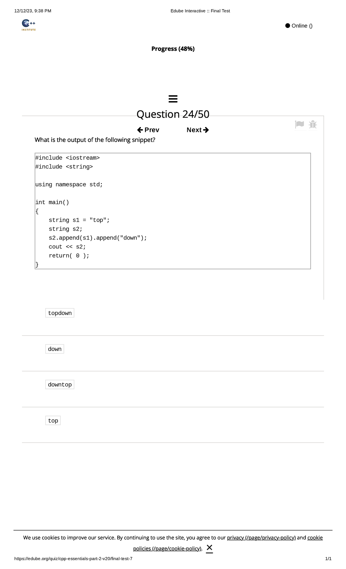 Netacad practice example - 12/12/23, 9:38 PM Edube Interactive :: Final ...