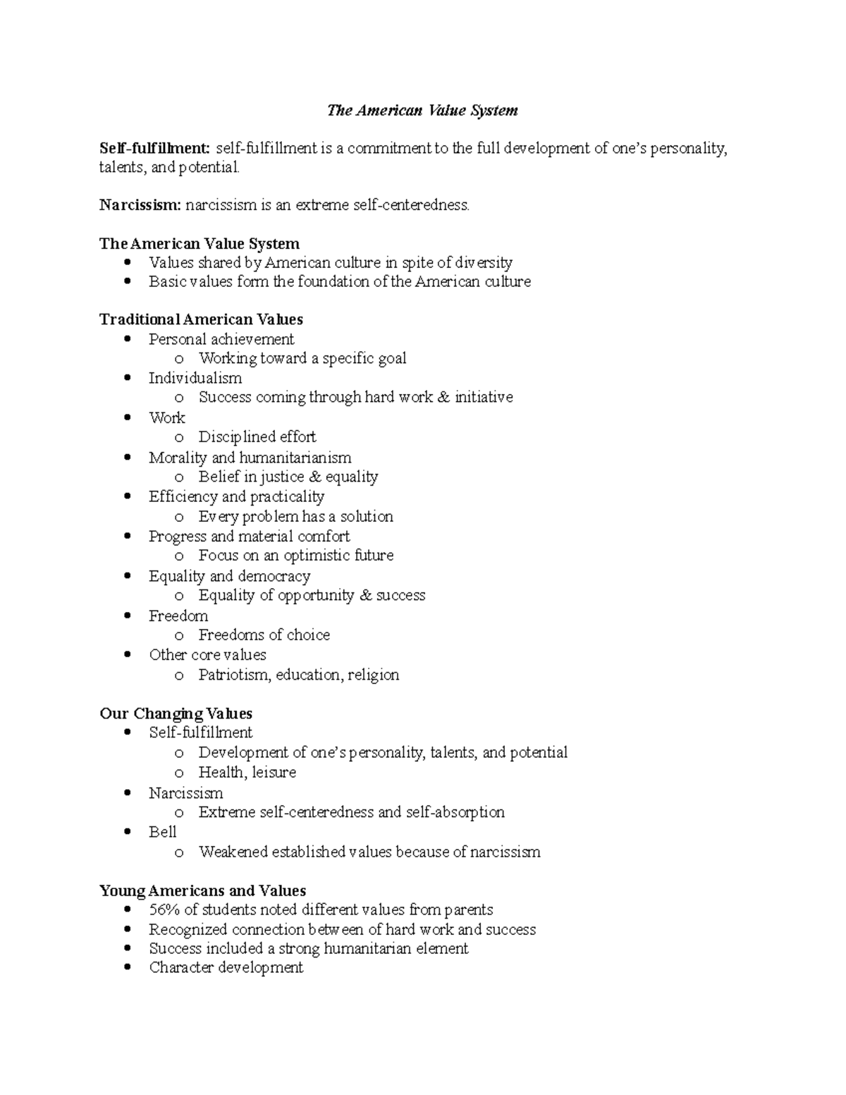 Sociology - American Value System & Social Change Notes - Studocu