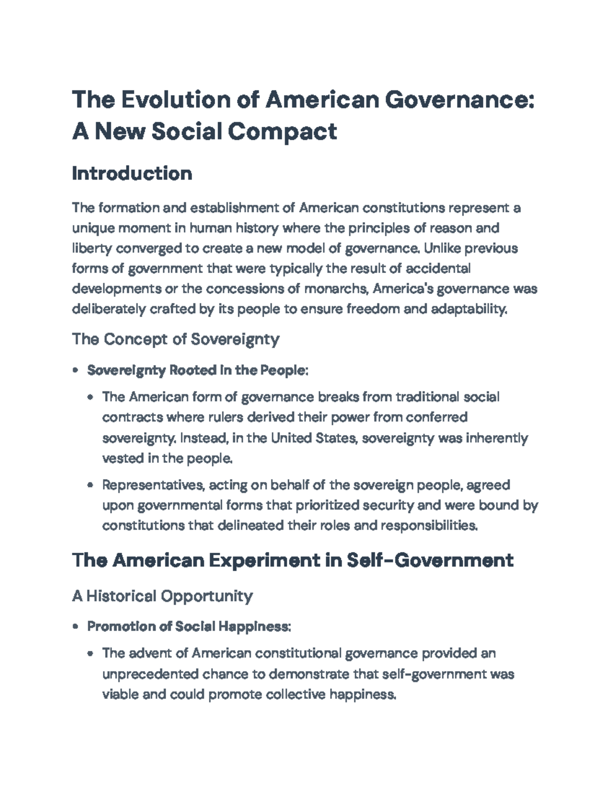 A New Social Compact: The Evolution of American Governance Principles ...
