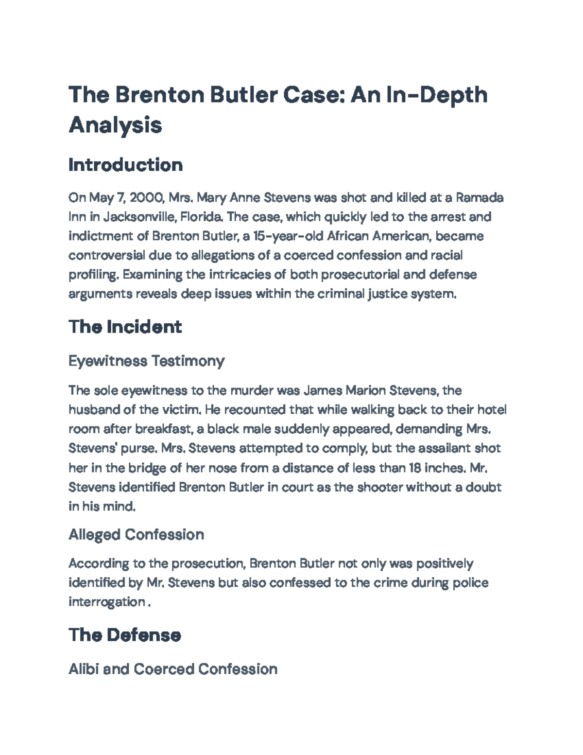 The Brenton Butler Case: Racial Profiling and Coerced Confessions ...