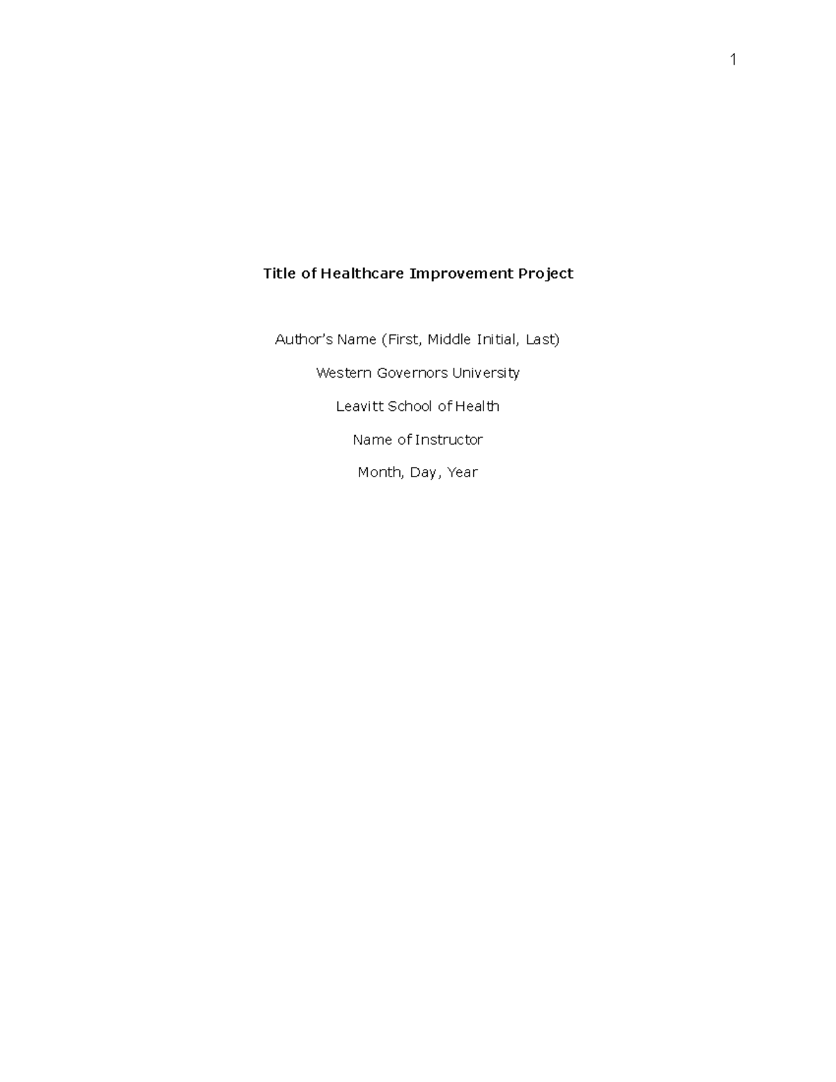 D157 Healthcare Improvement Project Paper Template Guide Studocu