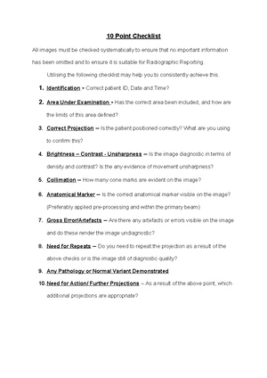 Radiographic Reporting Checklist: 10 Essential Points for Quality ...