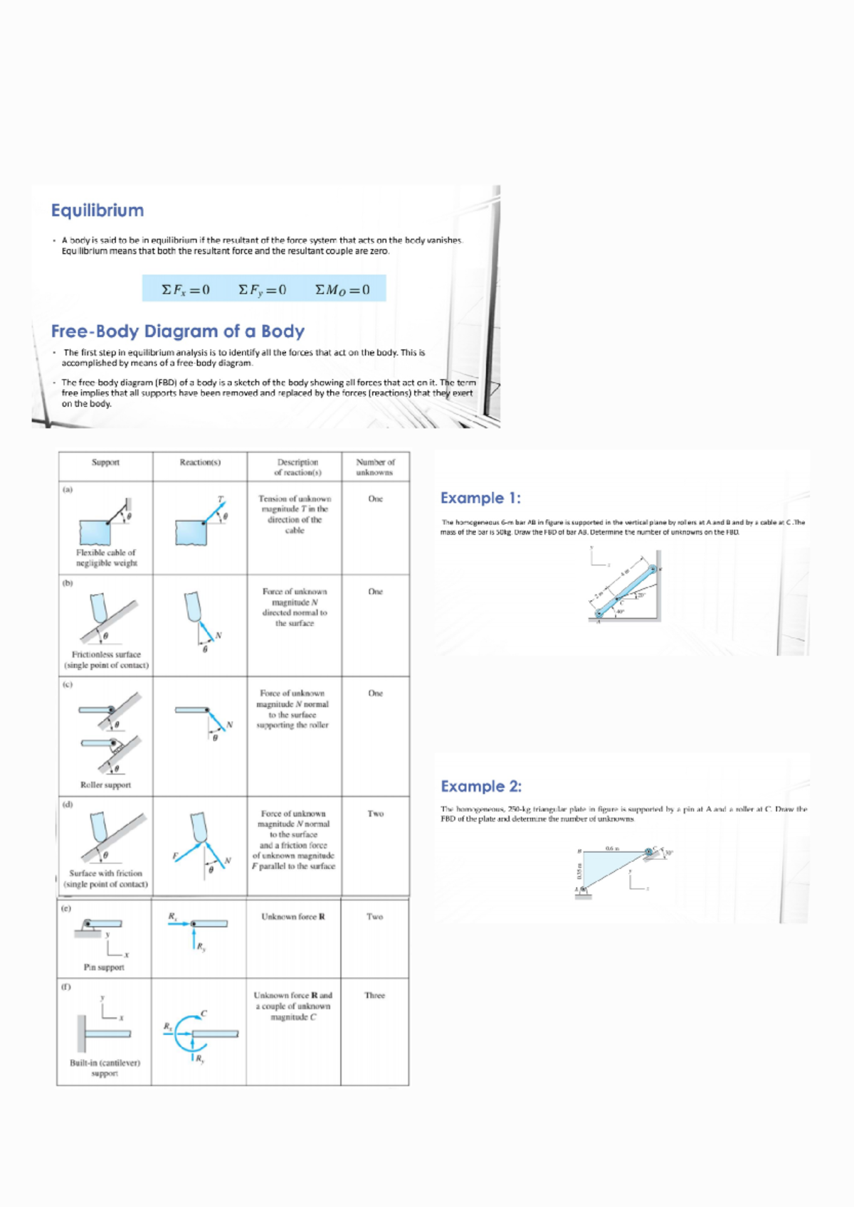 Stats Midterm 240908: Understanding Equilibrium and Free Body Diagrams ...
