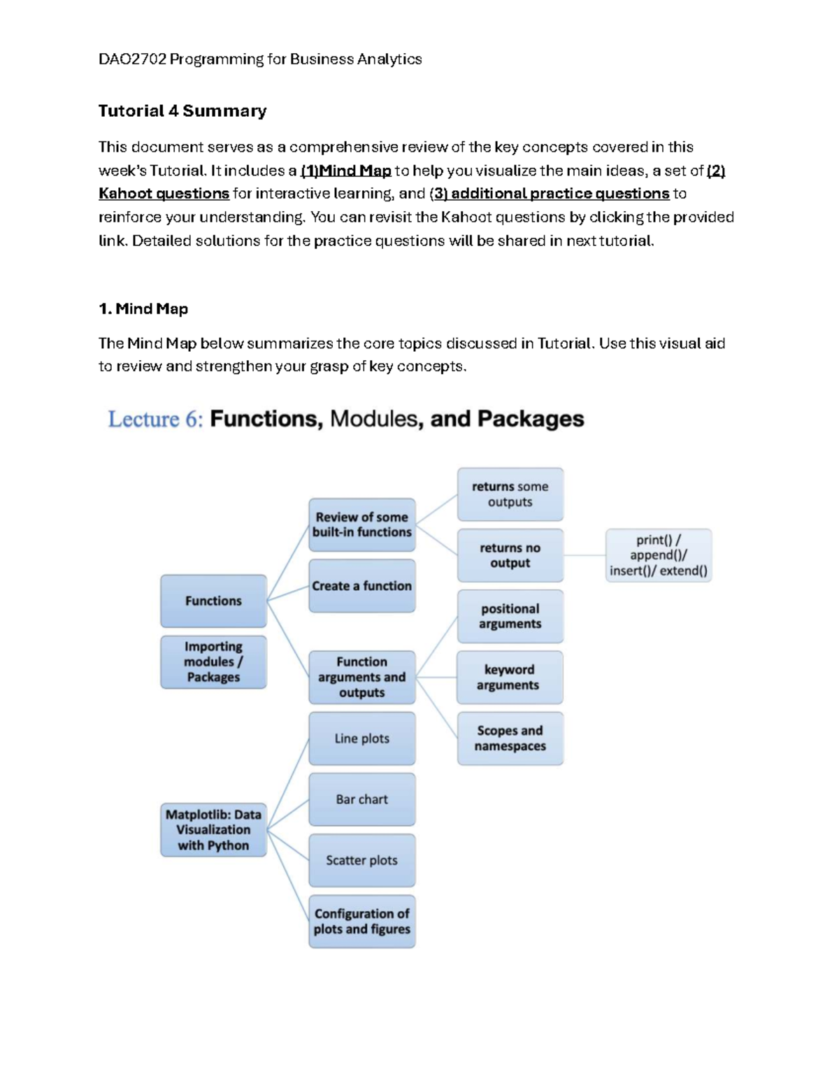 DAO2702 Programming for Business Analytics Tutorial 4 Key Concepts Summary - Studocu