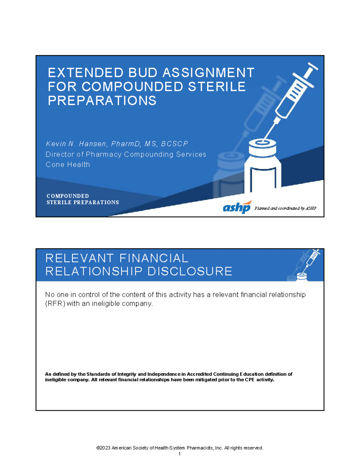 Extended BUD Assignment for Compounded Sterile Preparations - USP - Studocu