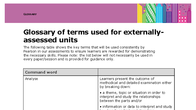 BTEC Business Command Words Guide for External Units - Studocu