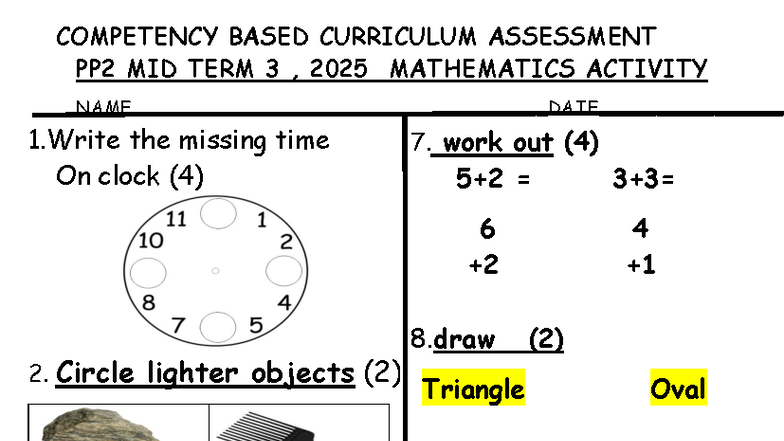 PP2 MID TERM 3, 2025 ASSESSMENT ACTIVITIES SET 2 - Studocu