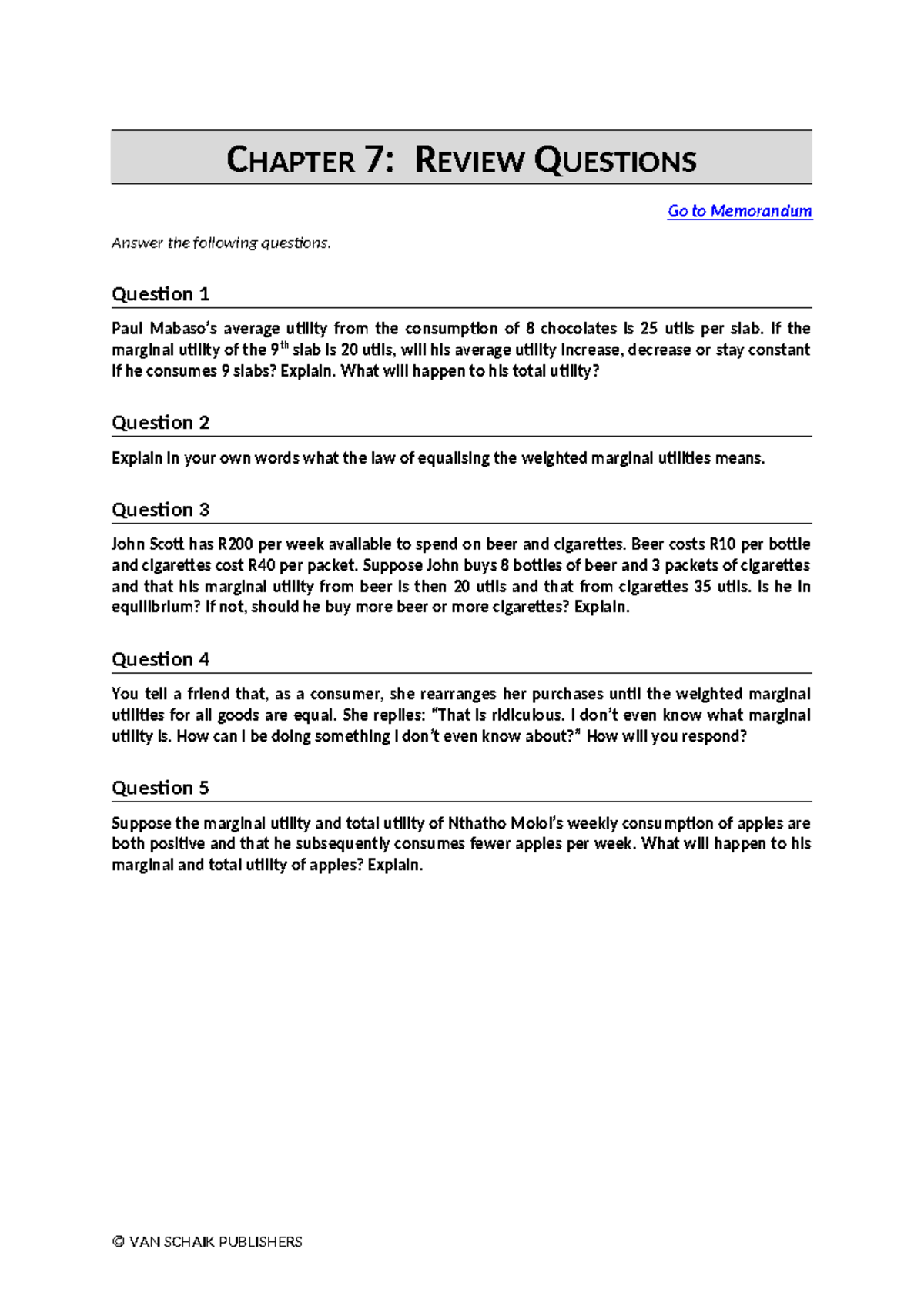 CHAPTER 7: REVIEW QUESTIONS - Practice Material for Economics Study ...