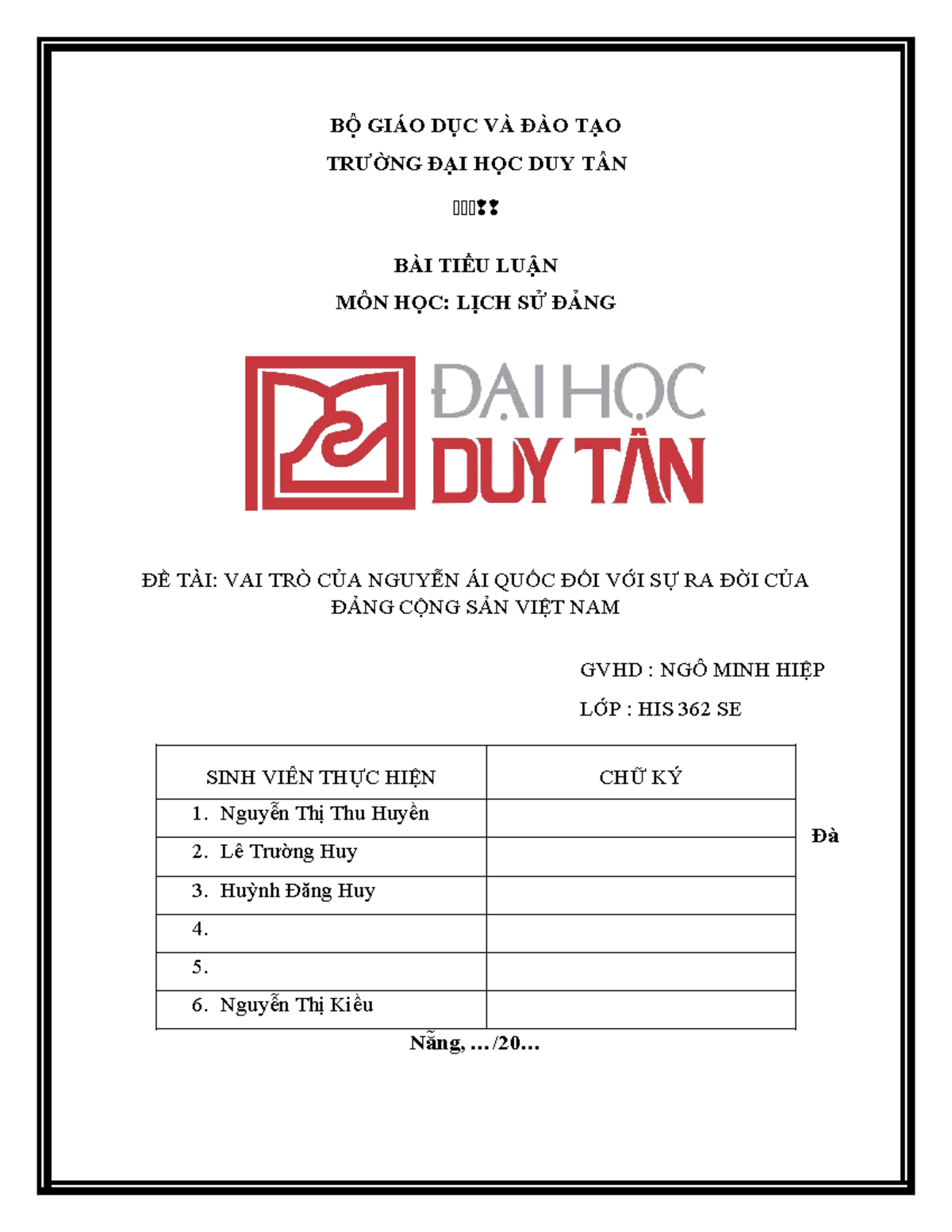 HIS 362 SE: Vai Trò Của Nguyễn Ái Quốc Trong Sự Ra Đời Đảng Cộng Sản Việt Nam - Studocu