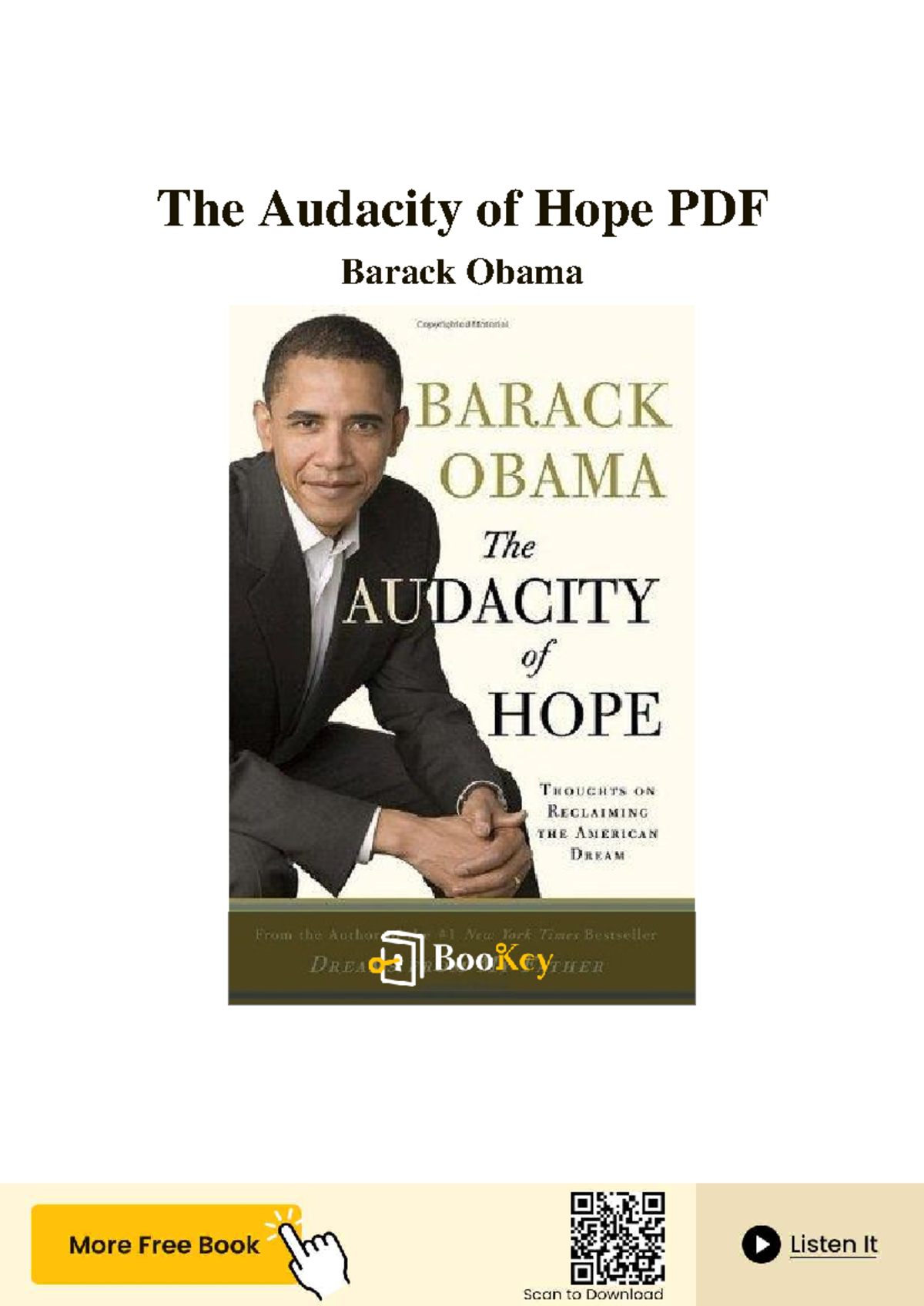 The Audacity of Hope: Insights from Barack Obama on Unity and Politics ...