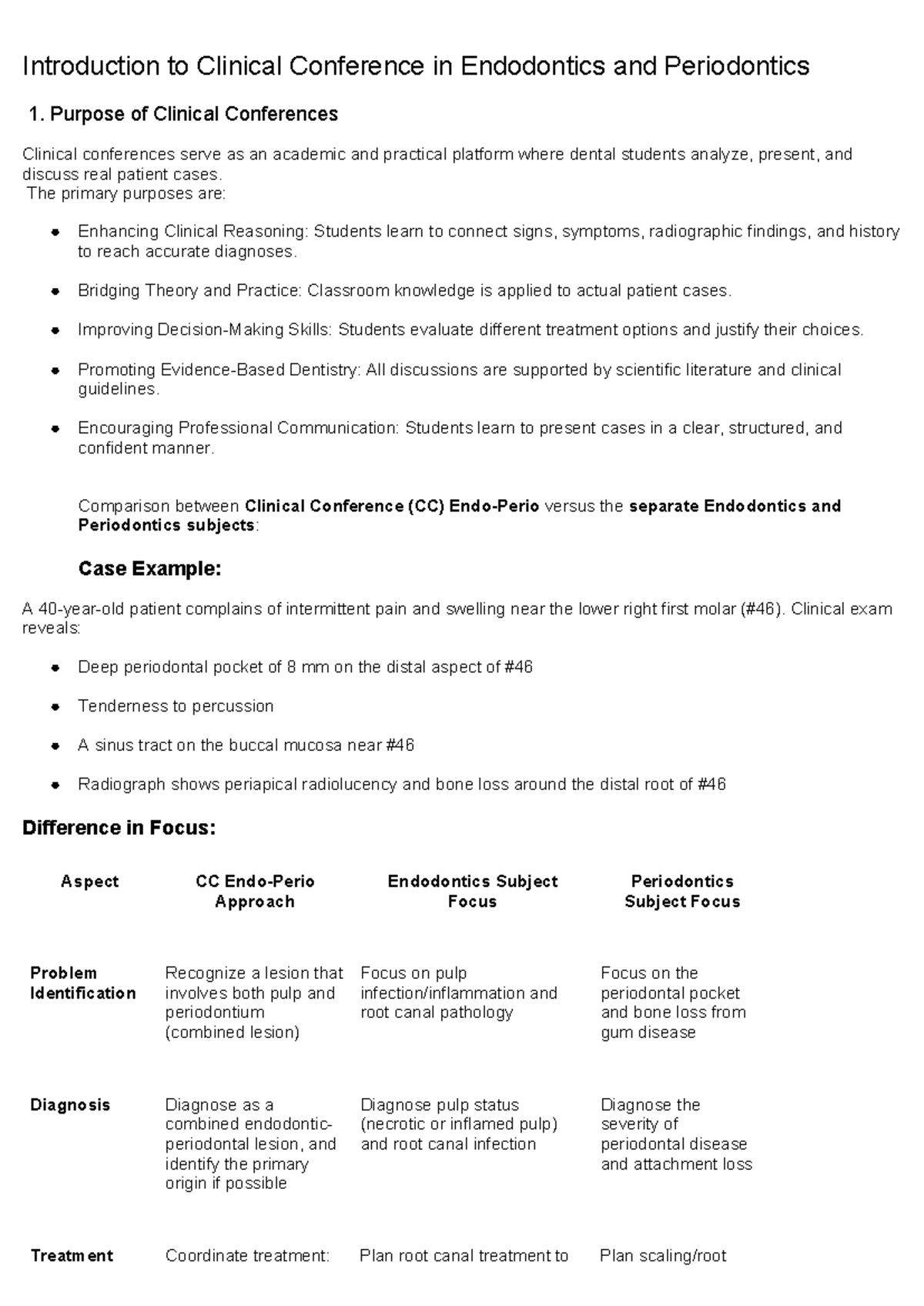 CC Endo-Perio 1: Clinical Conference Overview and Case Presentation ...