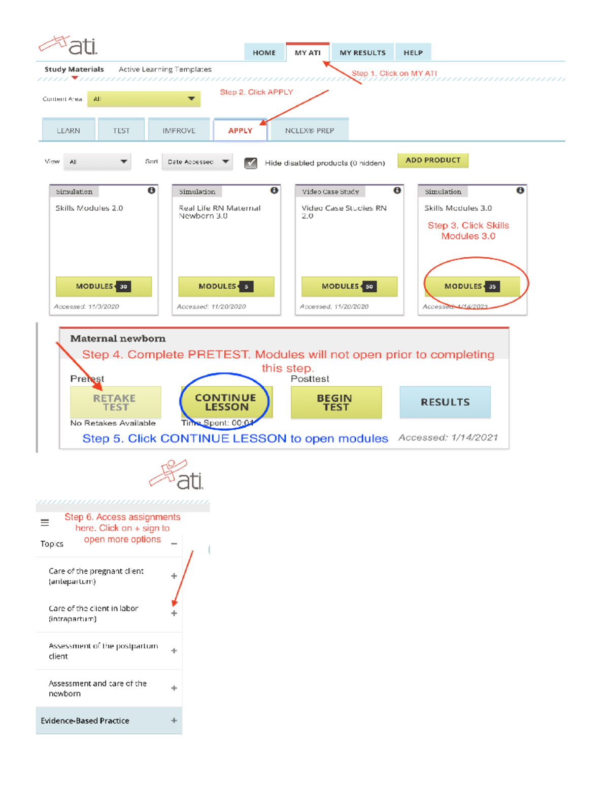ATI accessing 3.0 skills Modules 2020 - ati. HOME MY ATI MY RESULTS ...