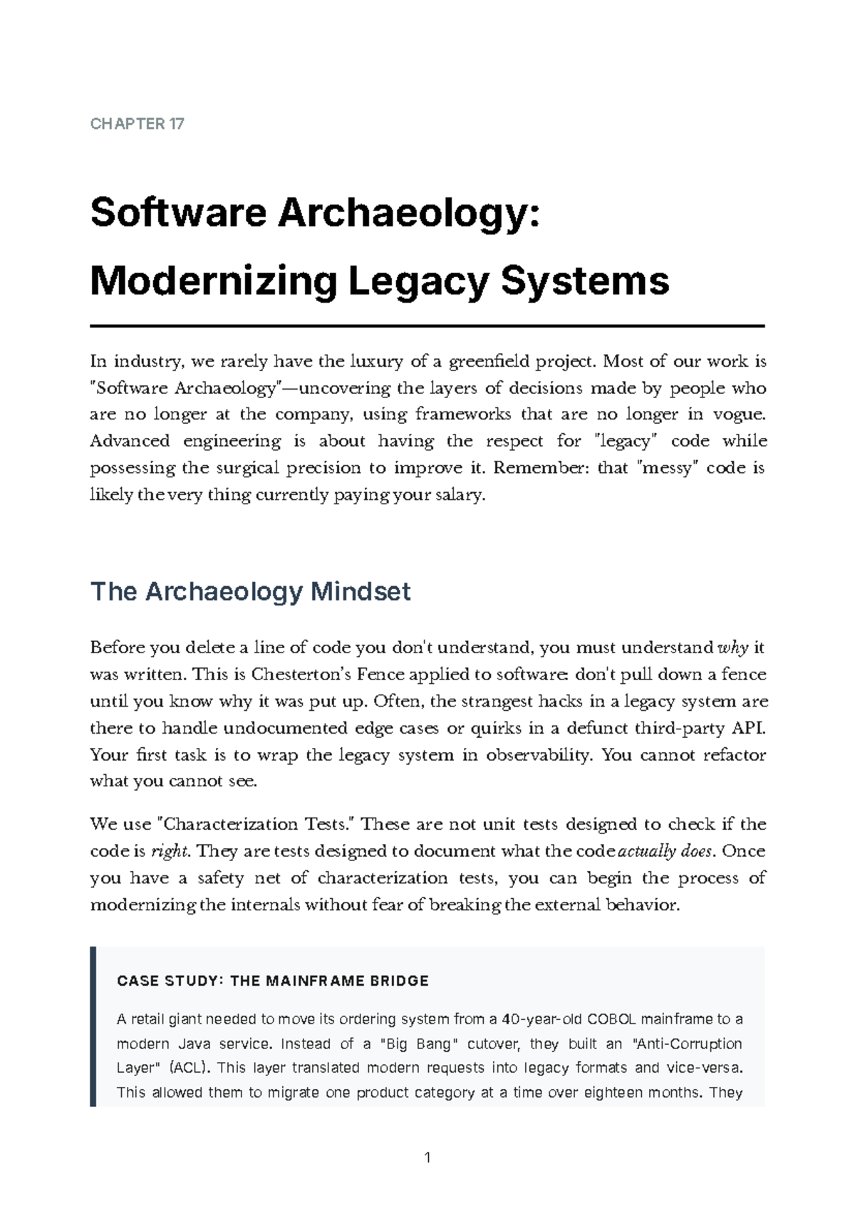 CHAPTER 17 Software Archaeology: Modernizing Legacy Systems - Studocu