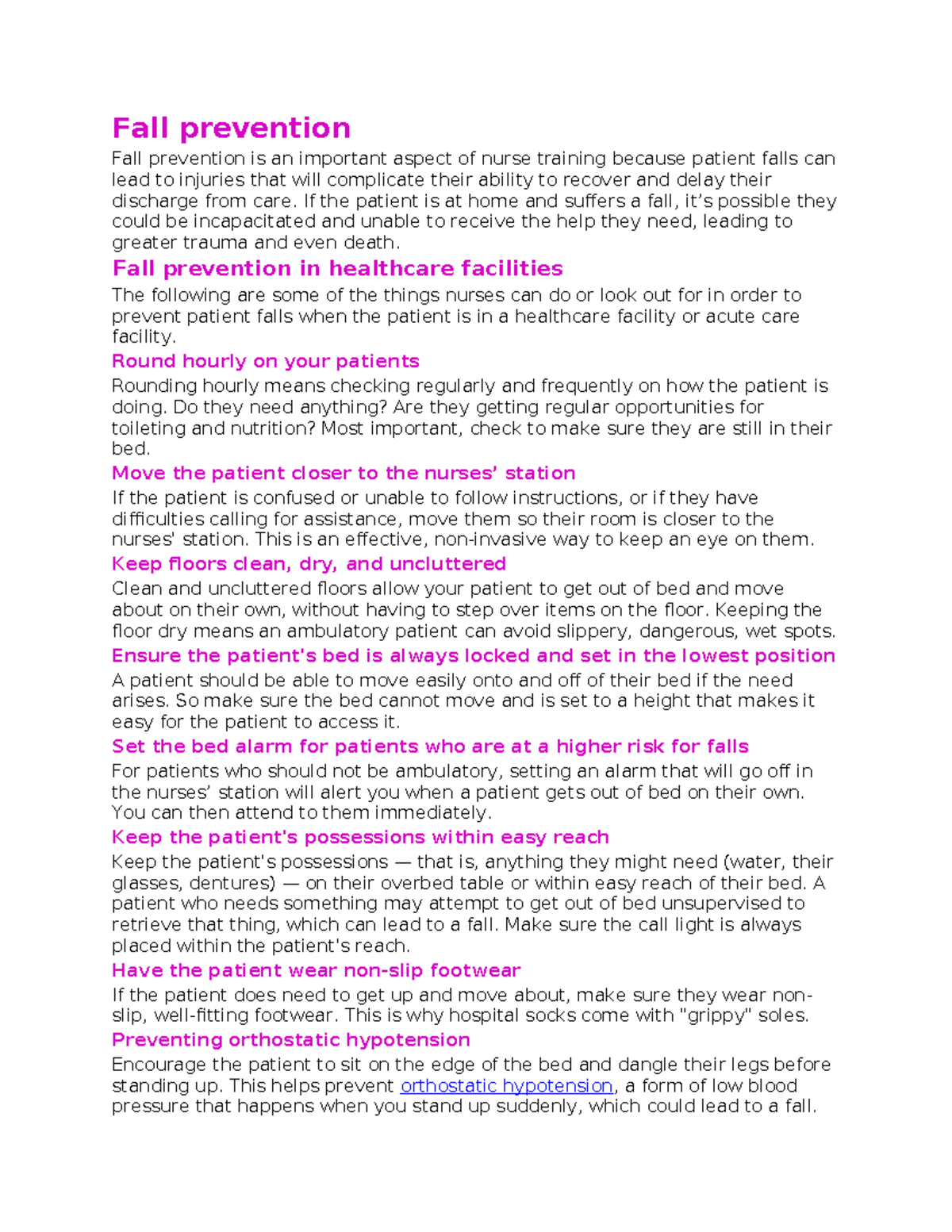 Nursing Care Guidelines: Restraints & Fall Prevention Strategies - Studocu