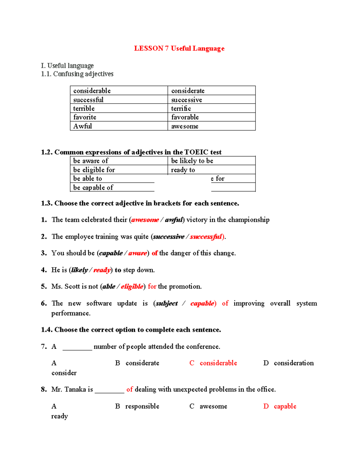 Lesson 7 - Useful Language & Smoking Effects - KEY - 2024 - Studocu