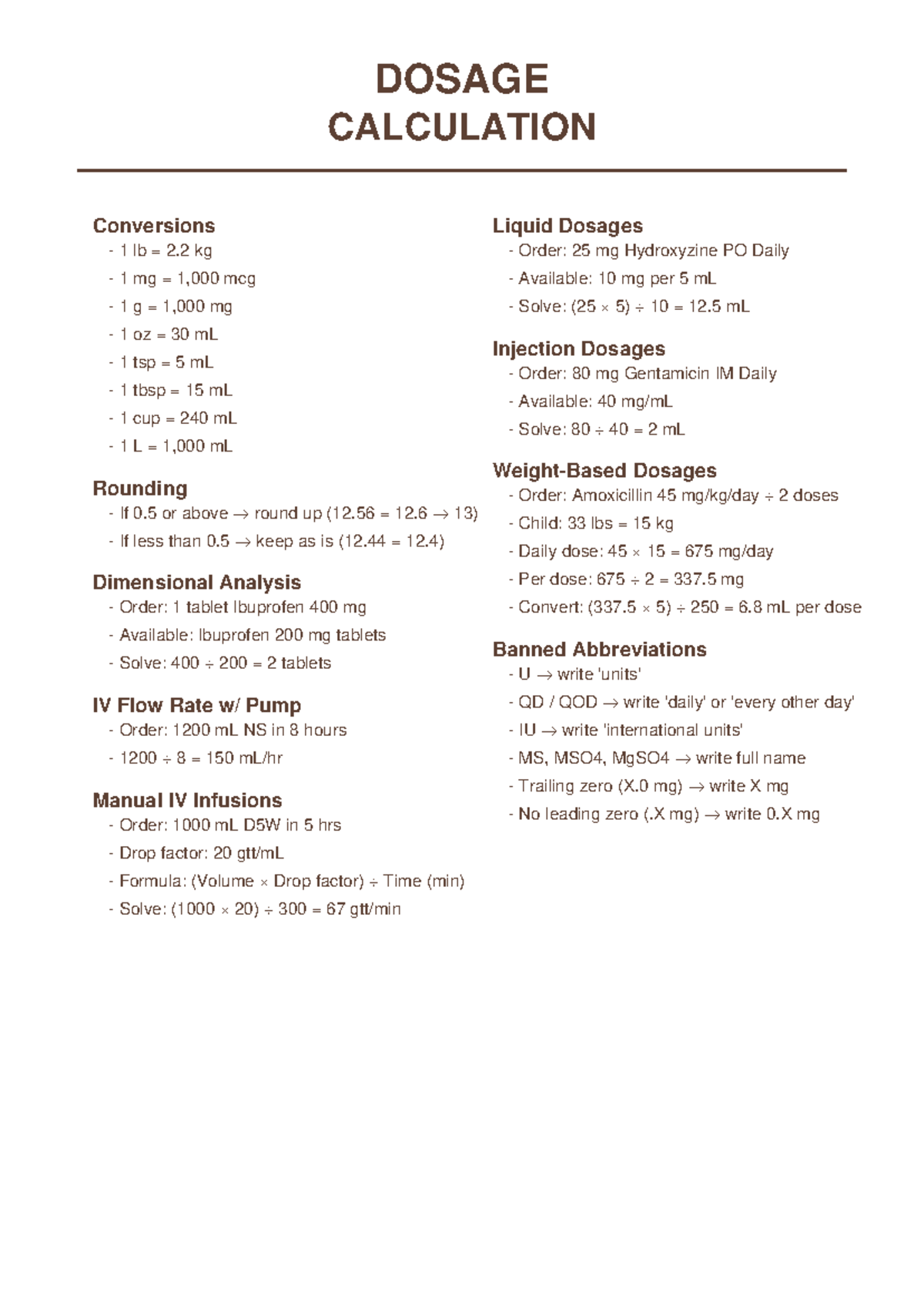 Dosage Calculation Tips for Effective Medication Management - Studocu