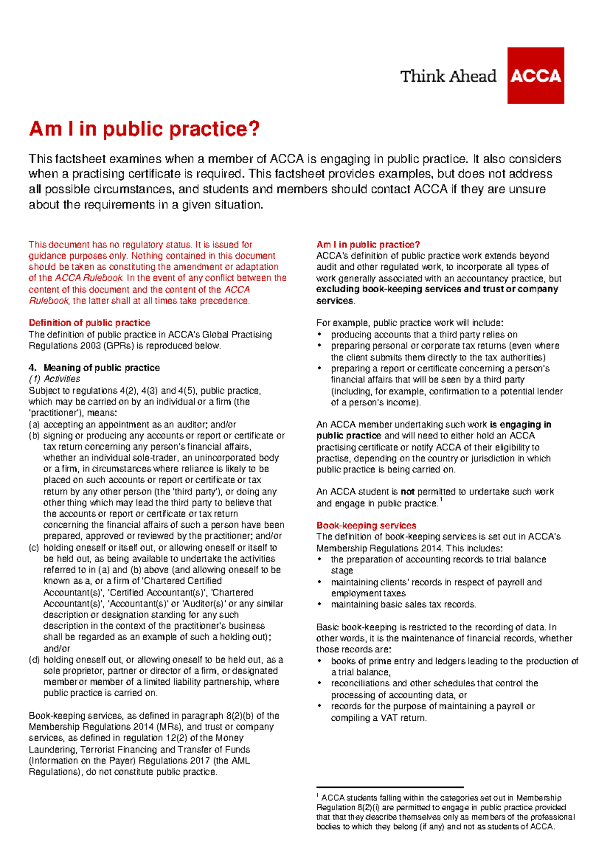 Understanding Public Practice: ACCA Policy Insights for Members - Studocu