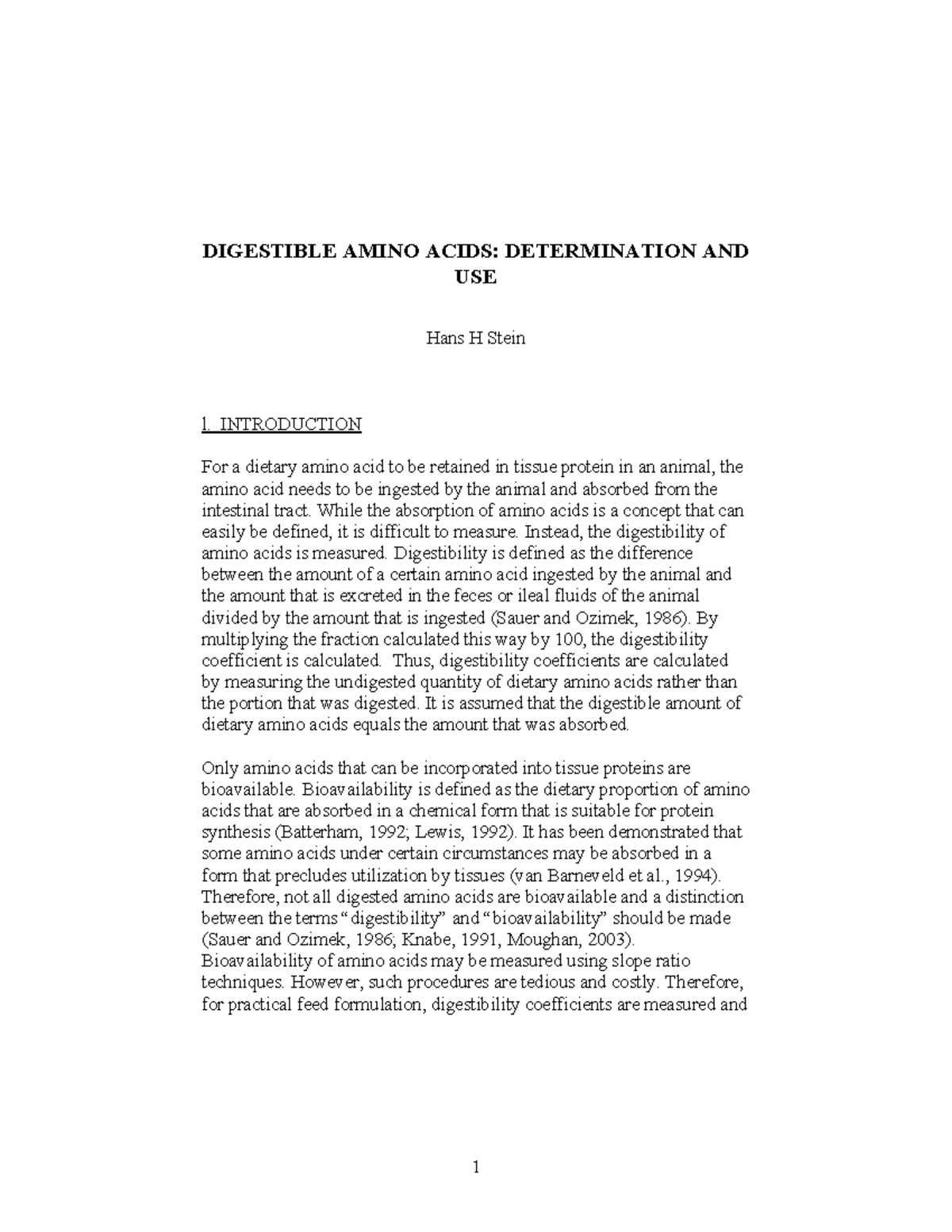 Digestibility of Amino Acids: Measurement Techniques and Applications ...