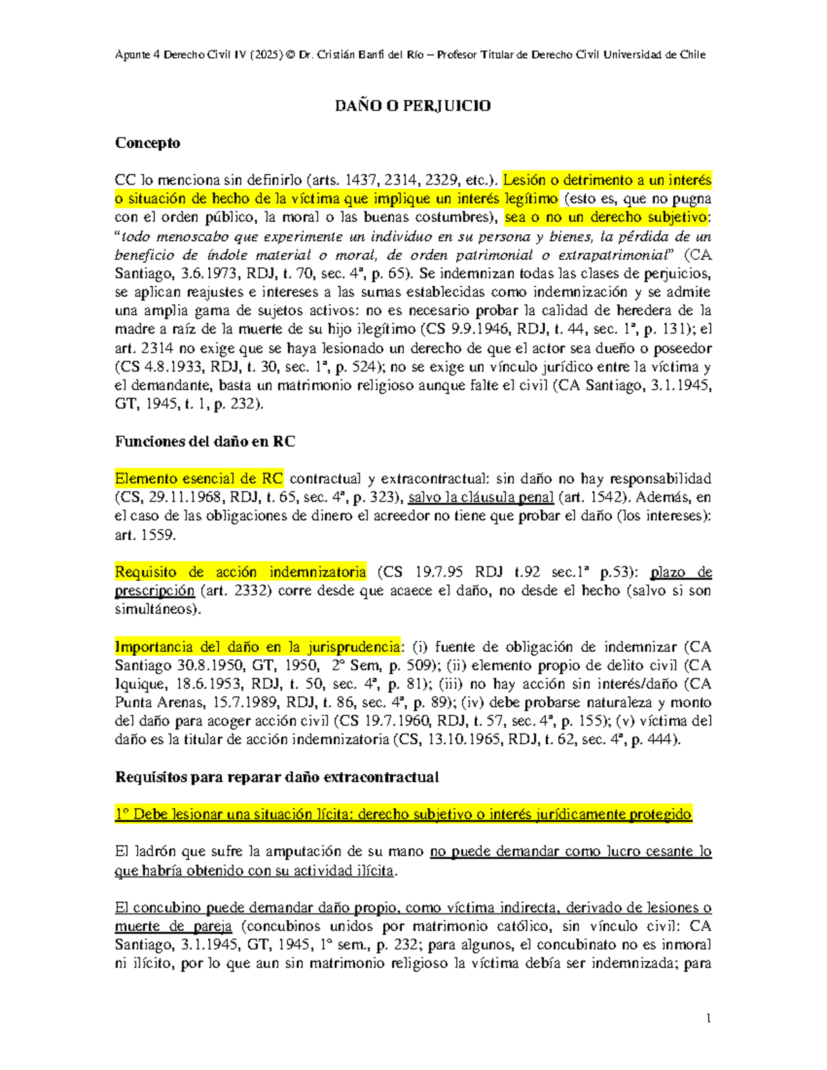 Apunte 4: Daño o Perjuicio en Derecho Civil IV (2025) - Dr. C. Banfi ...