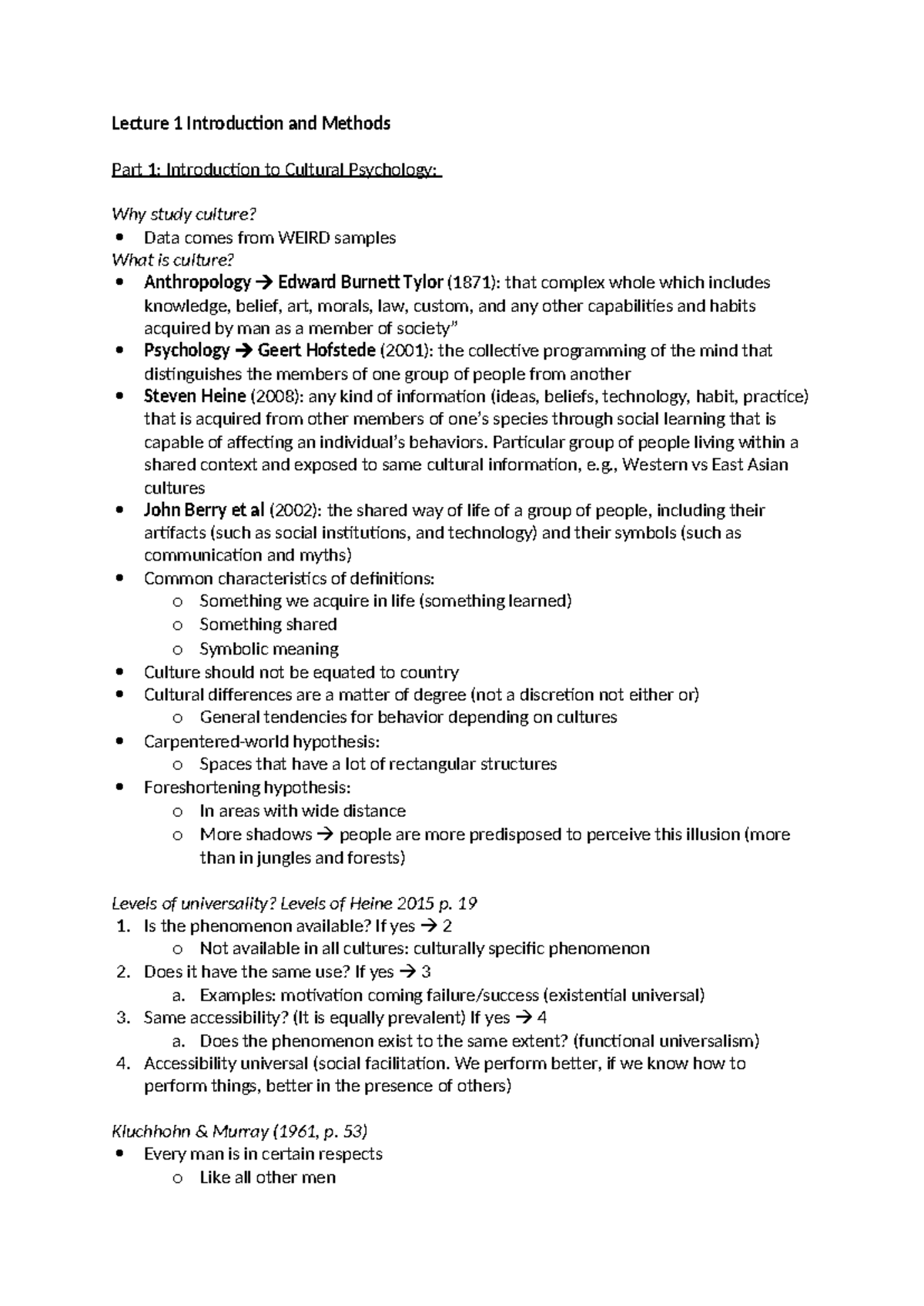 MBS 2 - Lecture Summary on Cultural Psychology and Acculturation ...