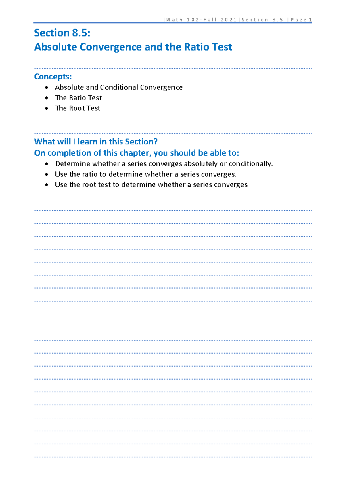 Section 8 - Lecture note hand writing summary - Section 8: Absolute ...